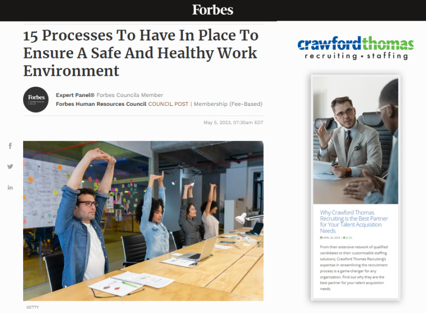 15 Processes To Ensure A Safe And Healthy Work Environment | Crawford ...