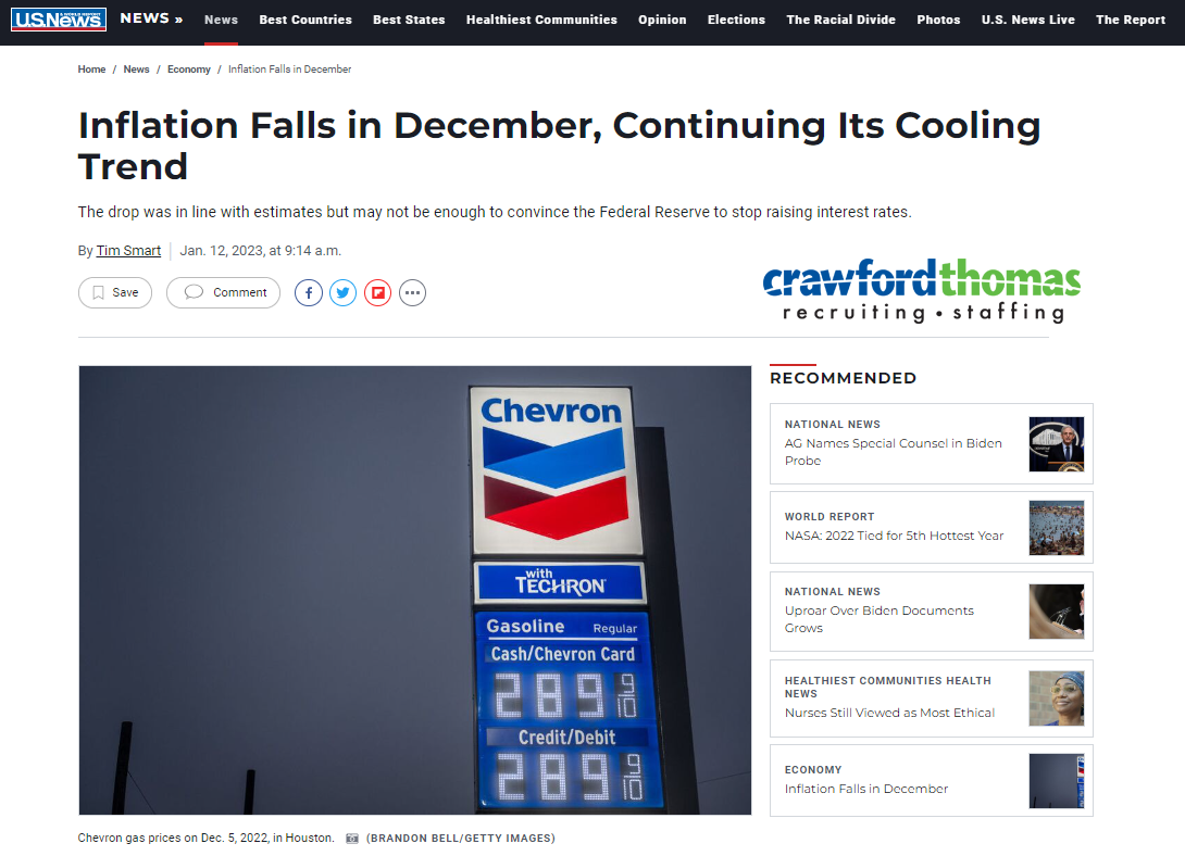 Inflation Falls in December, Continuing Its Cooling Trend | Crawford ...